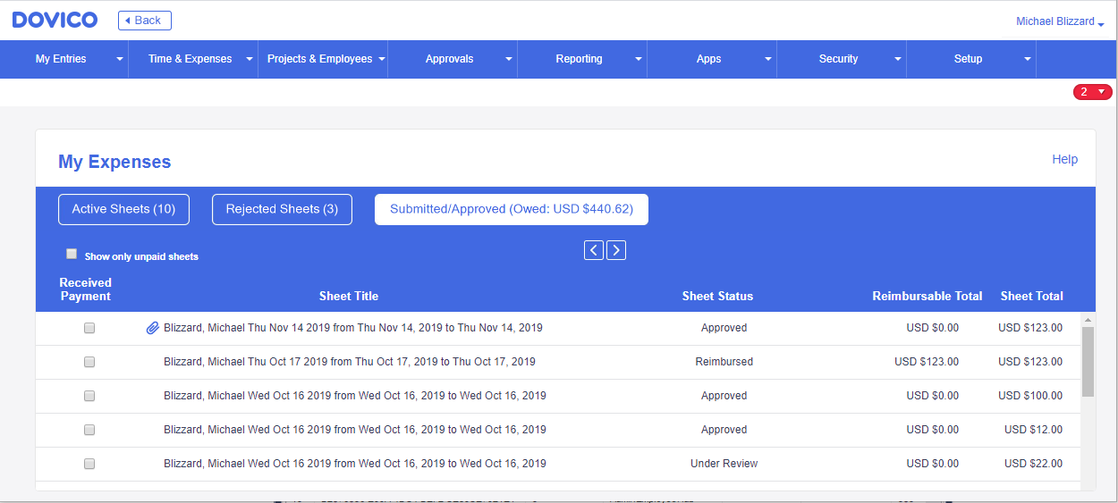 Dovico Update: Expenses & Reports Highlight Visual Overhaul - Dovico Blog